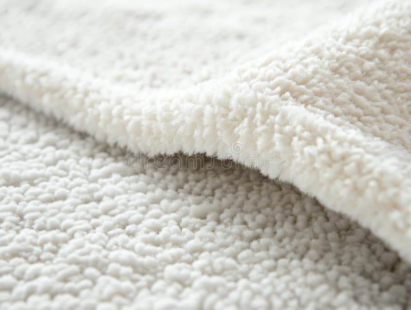 Close-up of a White Fluffy Fabric, with a Fold Revealing the Texture ...