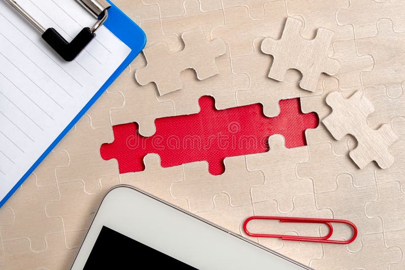 Close-Up White Jigsaw Pattern Puzzle Pieces To Be Connected with ...