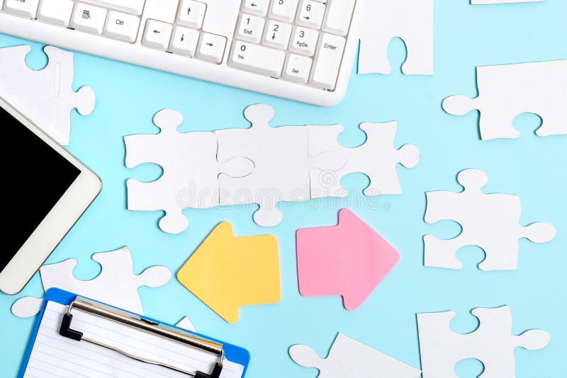 Close-Up White Jigsaw Pattern Puzzle Pieces To Be Connected with ...