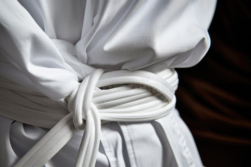 Close-up of a White Karate Belt Tied Around a Gi Stock Photo - Image of ...
