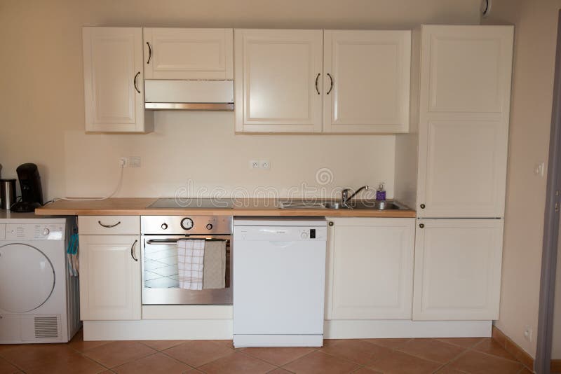 Close-up of White Kitchen Unit in Modern Interior Stock Image - Image ...