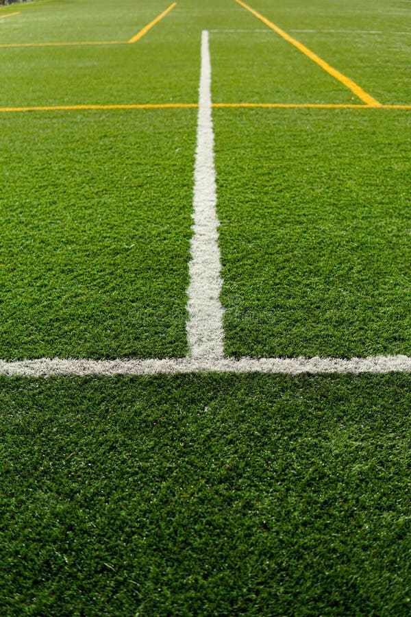 Close-up of White Lines Painted on Artificial Grass Soccer Field Stock ...