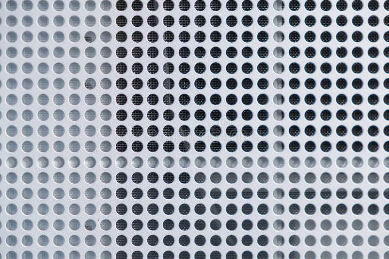 Close-up of White Metal Ventilation Panel with Round Perforated Holes ...