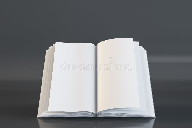 Close Up of White Open Book on Grey Background. Document and Page ...