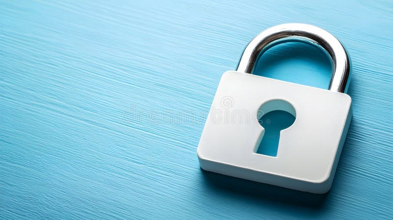 Close-up of a White Padlock on Blue Background Stock Illustration ...