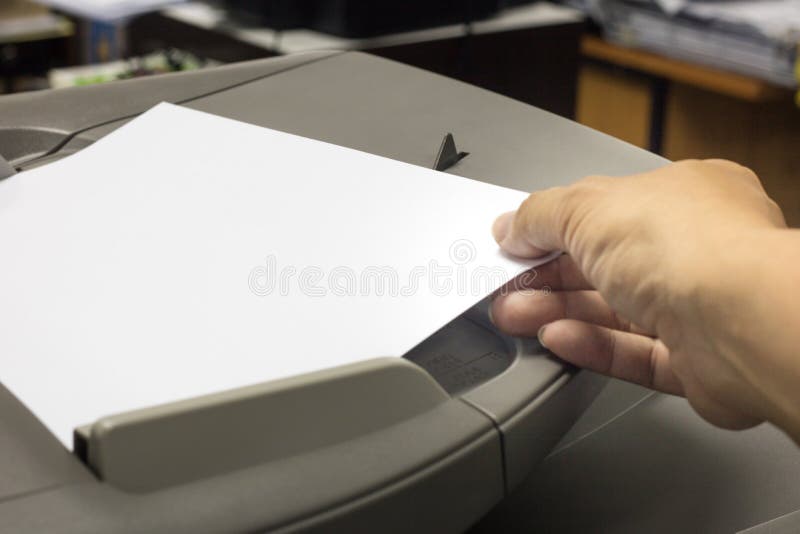 Close-up White Paper Sheets on the Printer in Office Stock Image ...