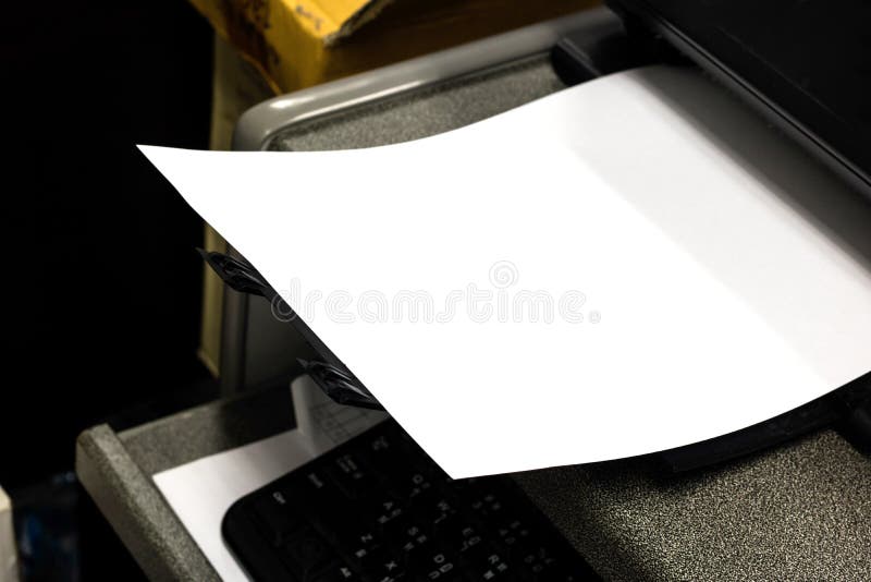 Close-up White Paper Sheets on the Printer in Office Stock Image ...