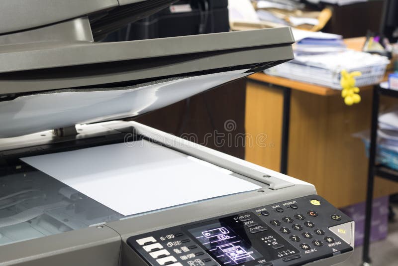 Close-up White Paper Sheets on the Printer in Office Stock Photo ...