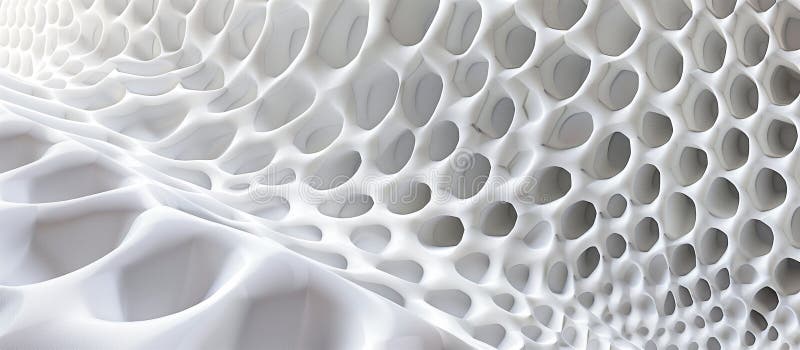 A Close-up of the White Parametric Wall with a Dense Pattern of ...