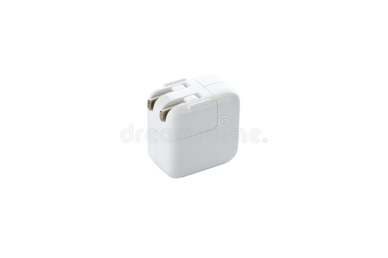White Plug Adaptor for a USB Cable for Charge Power Stock Image - Image ...