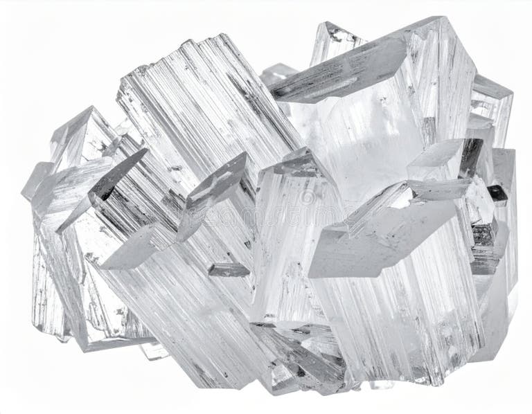 Close-Up of a White Prismatic Crystal Cluster Stock Illustration ...