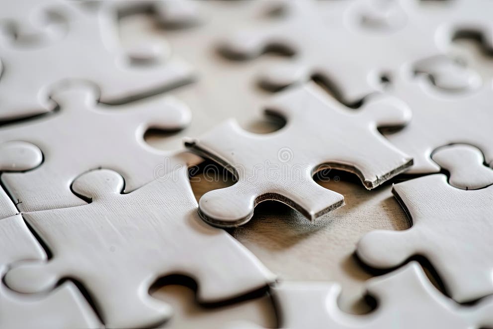Close-up of a White Puzzle Missing One Piece Stock Image - Image of ...