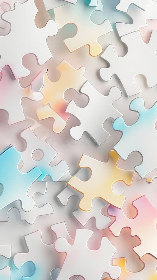 Close-up of White Puzzle Pieces with a Soft Gradient Background ...