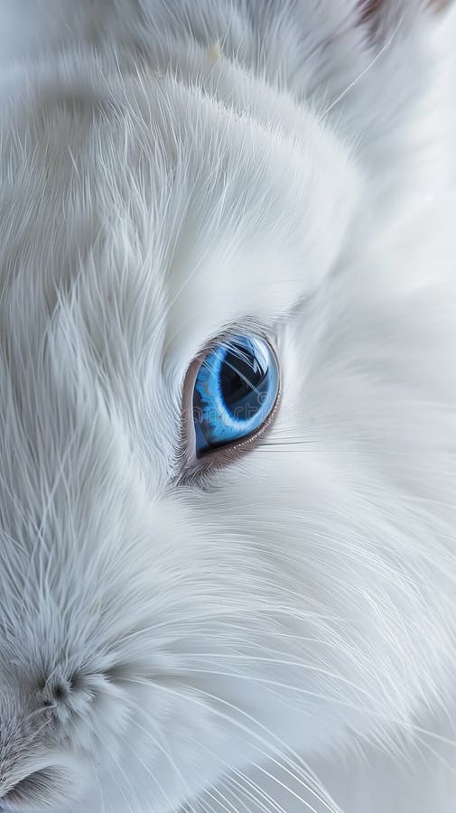 Close-up of a White Rabbit S Blue Eye with Detailed Fur Texture Stock ...