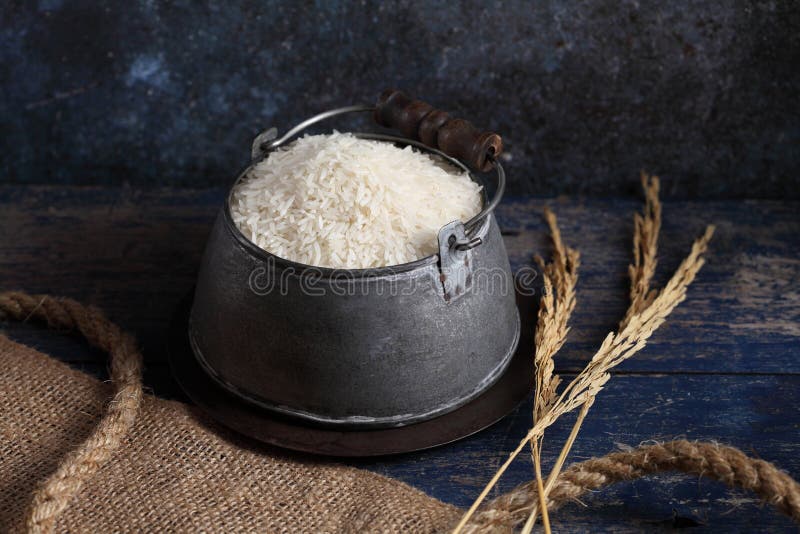 Close Up White Rice in Measuring Cup on Table Stock Image - Image of ...
