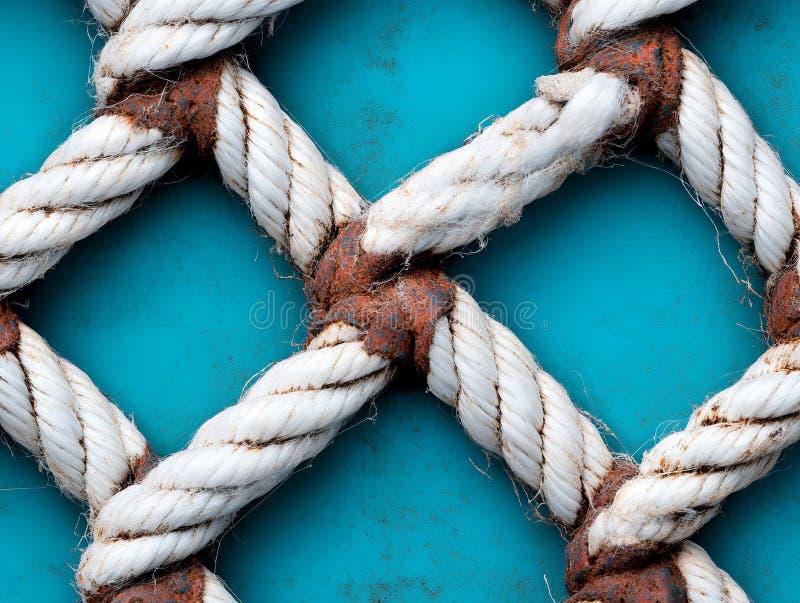A Close Up of a White Rope on a Blue Background Stock Image - Image of ...
