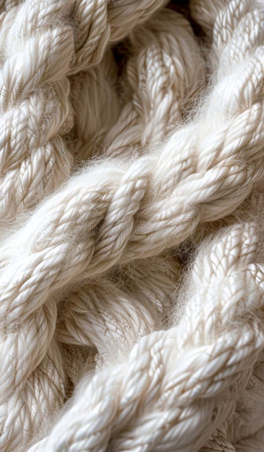 A Close Up of a White Rope with a Fuzzy Texture Stock Photo - Image of ...