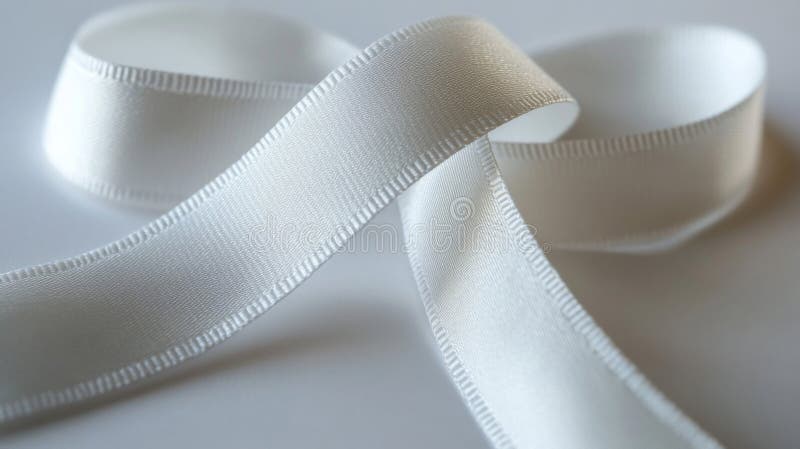 Close Up of White Satin Ribbon Loops Overlapping on a Neutral Backdrop ...