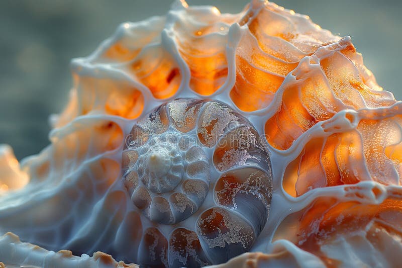 Close-up of a White Seashell on Beach with Light Streaming from Behind ...