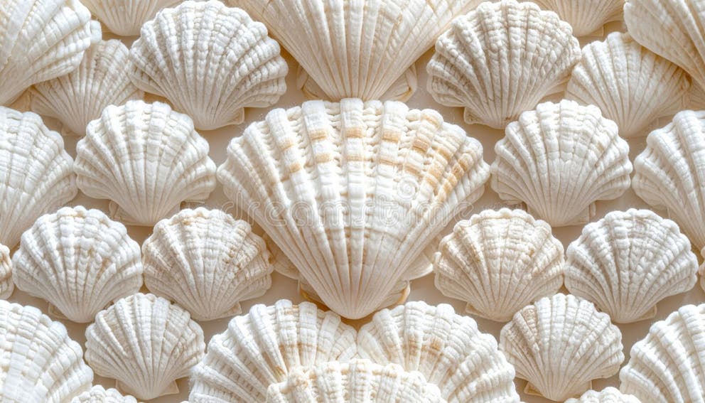 Close Up of White Seashells Pattern Background Stock Illustration ...