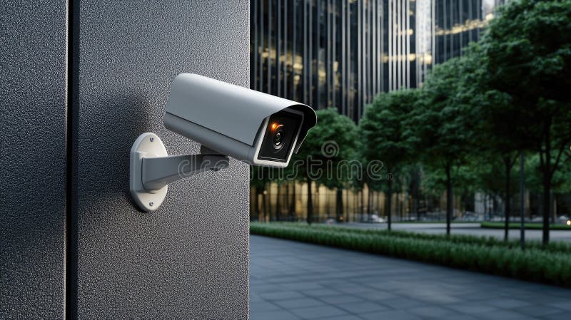 Close-up of a White Security Camera on a Gray Metal Building ...
