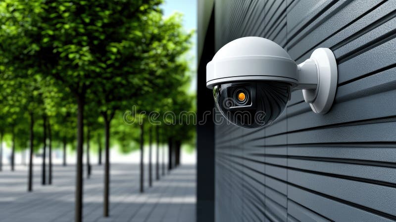 Close-up of a White Security Camera on a Gray Metal Building ...