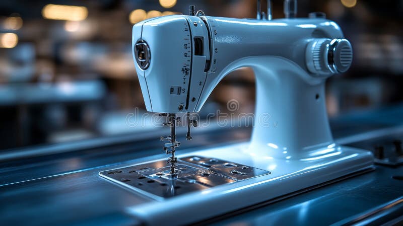 Close-up of a White Sewing Machine Needle in a Tailoring Studio ...