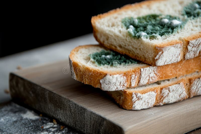 Close Up of White Sliced Bread with Mold Stock Illustration ...