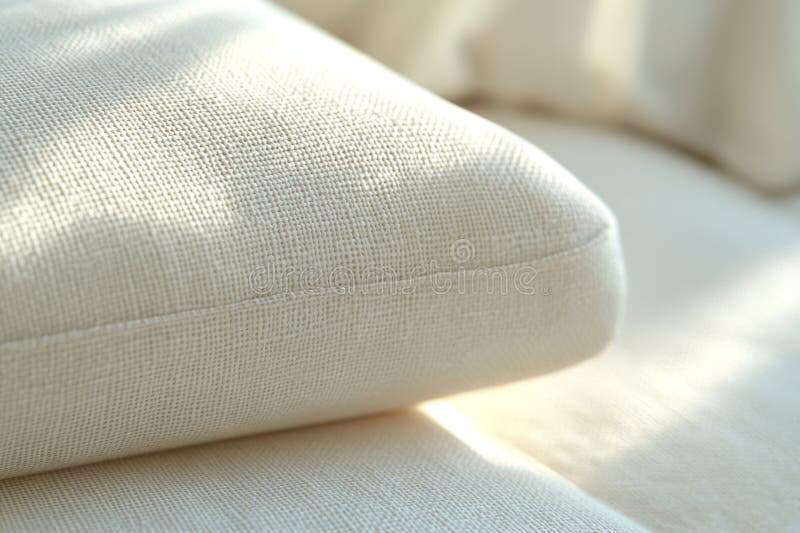Close-up of a White Sofa Cushion Bathed in Sunlight, Showcasing the ...