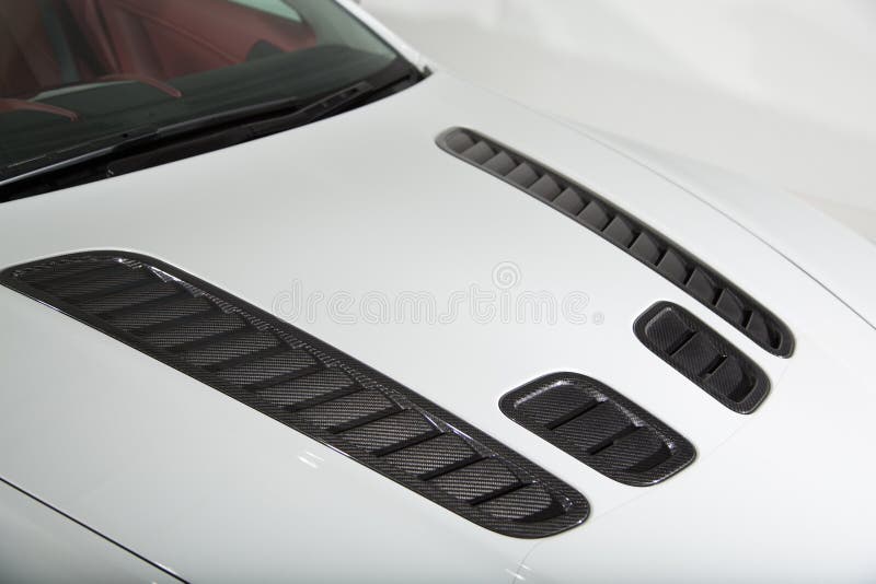 Close Up of White Sports Car Bonnet Stock Image - Image of vehicle ...