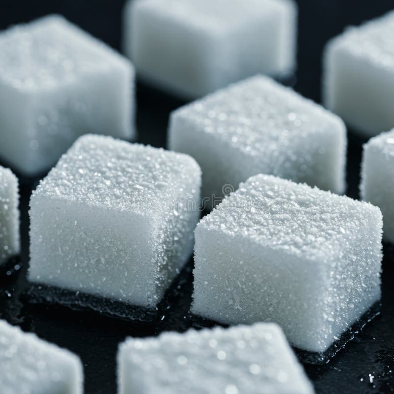 Close-Up of White Sugar Cubes on Dark Background Stock Illustration ...