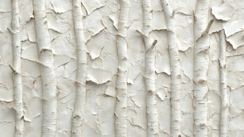 Close-up of a White, Textured Birch Tree Bark Wall Stock Illustration ...