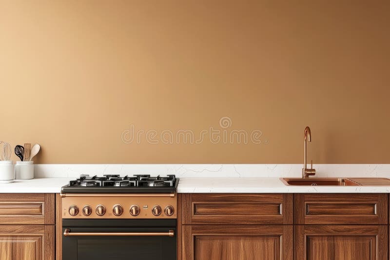 Close-up of a White Walled Kitchen Room Interior Stock Photo - Image of ...