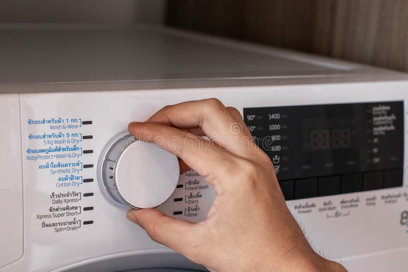 Close-Up White Washing Machine Control Panel Stock Image - Image of ...