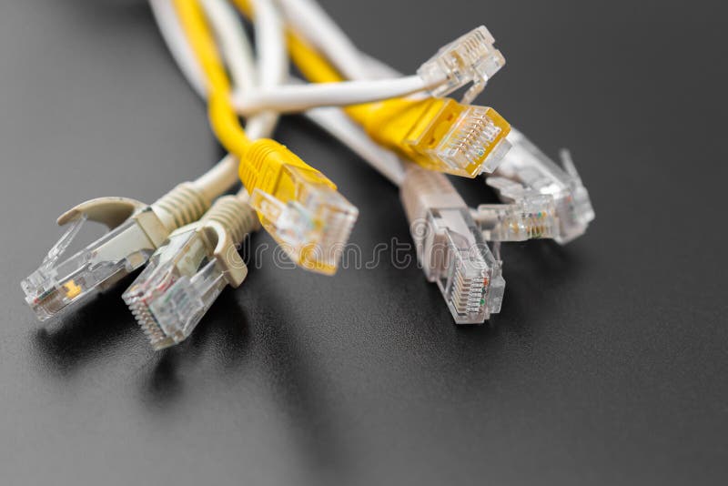 Close Up of Network Cables on Gray Selective Focus Stock Photo - Image ...