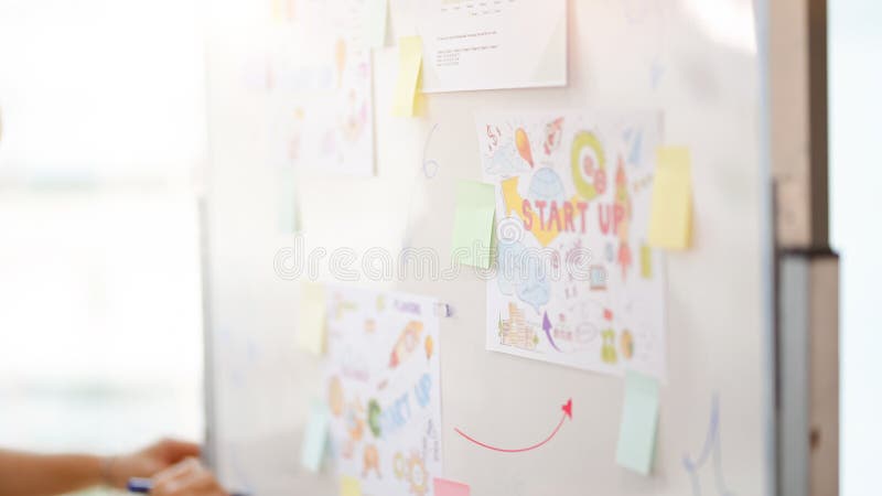 Close-up, Whiteboard or Flip Chart with a Documents. Business Start-up ...