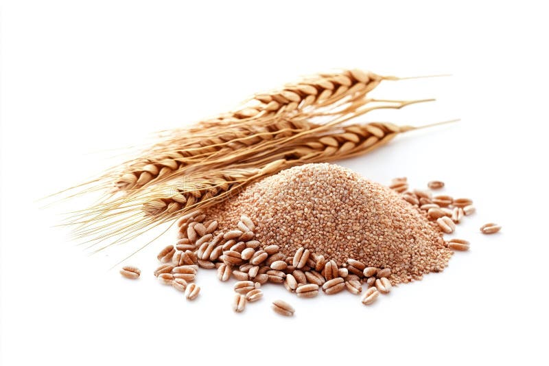 Close-up of Whole Grains, Wheat and Corn, Piled on White Background ...