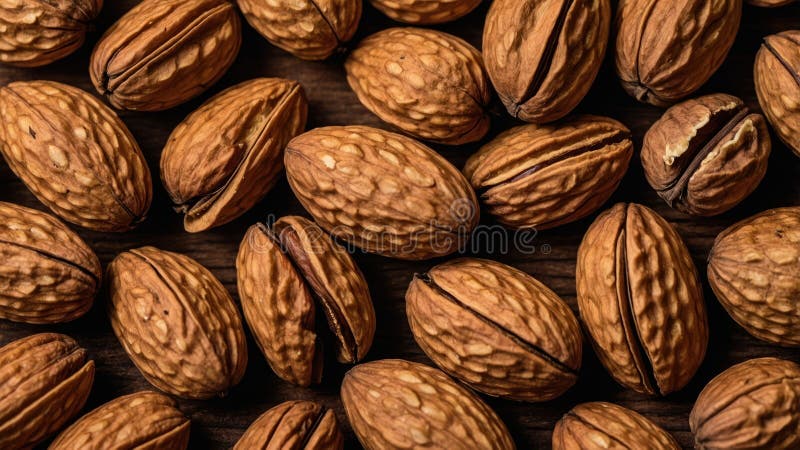 A Close-up of Whole Nuts with Hard Shells on a Wooden Surface Stock ...