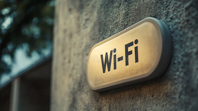 Close-up of a Wi-Fi Sign on an Outdoor Wall. Stock Image - Image of ...