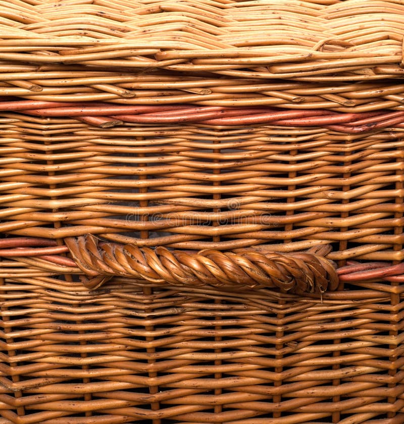 Close Up of Wicker Basket and Handle Stock Image - Image of natural ...