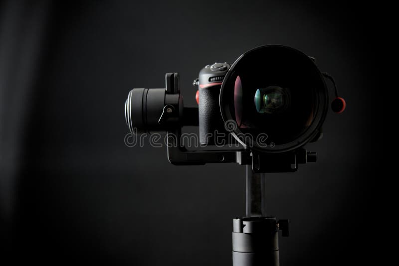Close-up of Wide Angle Lens in a Dslr Camera and Gimbal Stabilizer ...
