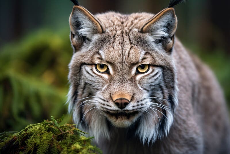 Close Up of Wild Lynx Wildcat in Forest Stock Illustration ...