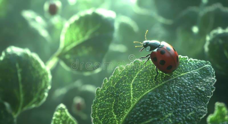 A Close-up Wildlife Photograph Captures a Ladybug Taking Flight from a ...