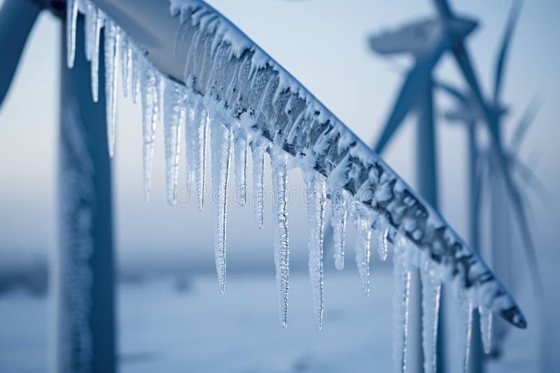 Close Up of Wind Mill Turbine Covered in Ice in Cold Winter Stock ...
