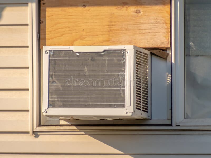 A Close-up of a Window with an Air Conditioner Stock Image - Image of ...