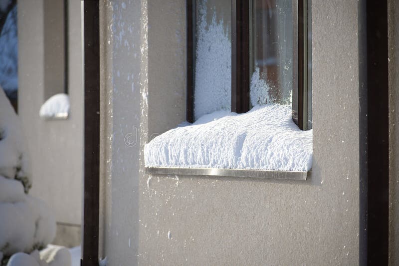 Close-up of a Window Dramatically Covered in Snow Stock Image - Image ...