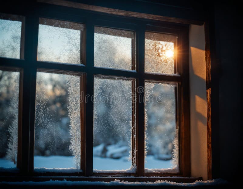 A Close Up of a Window with Frost on it Stock Image - Image of weather ...