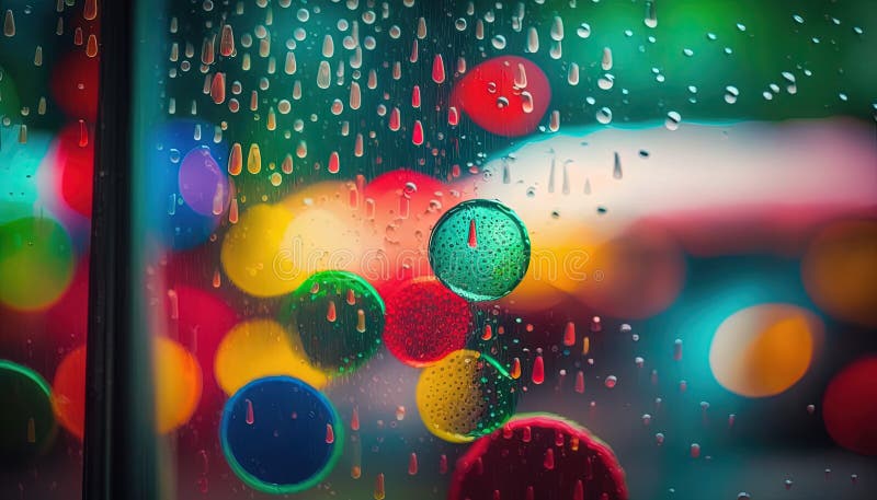 A Close Up of a Window with Rain Drops on it Stock Illustration ...