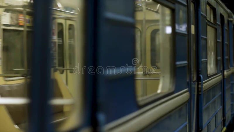 Close Up for Windows of the Underground Carriage at the Subway Station ...