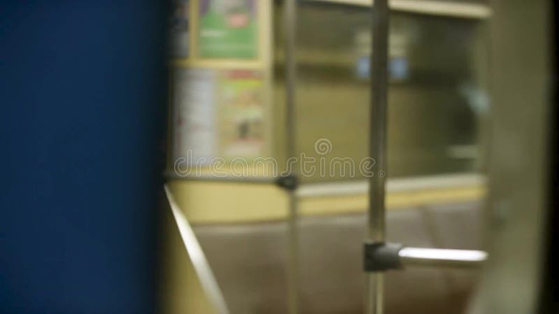 Close Up for Windows of the Underground Carriage at the Subway Station ...